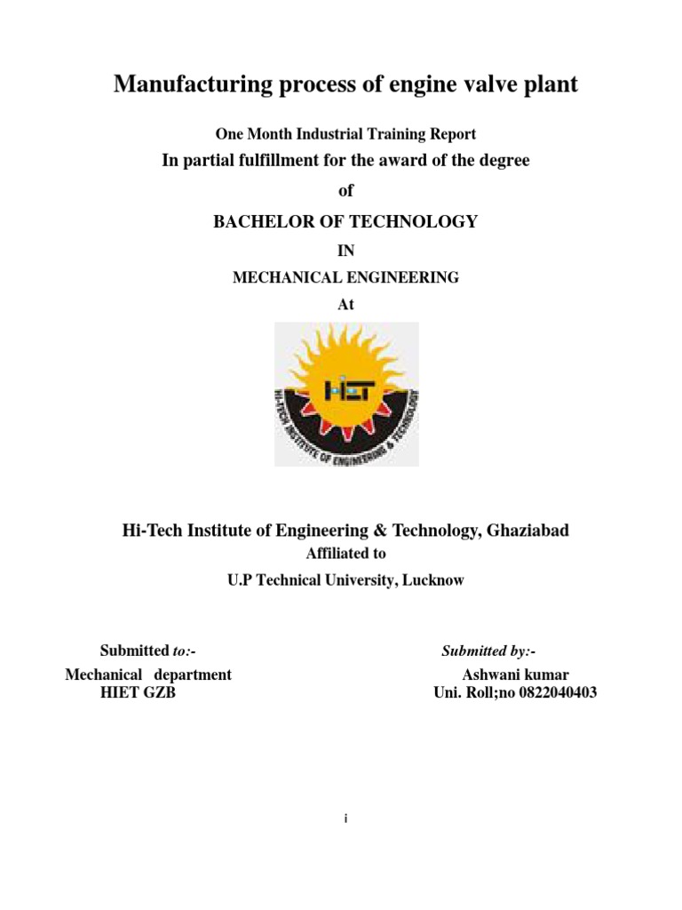 Manufacturing Process of Engine Valve Plant | PDF | Forging | Stainless ...