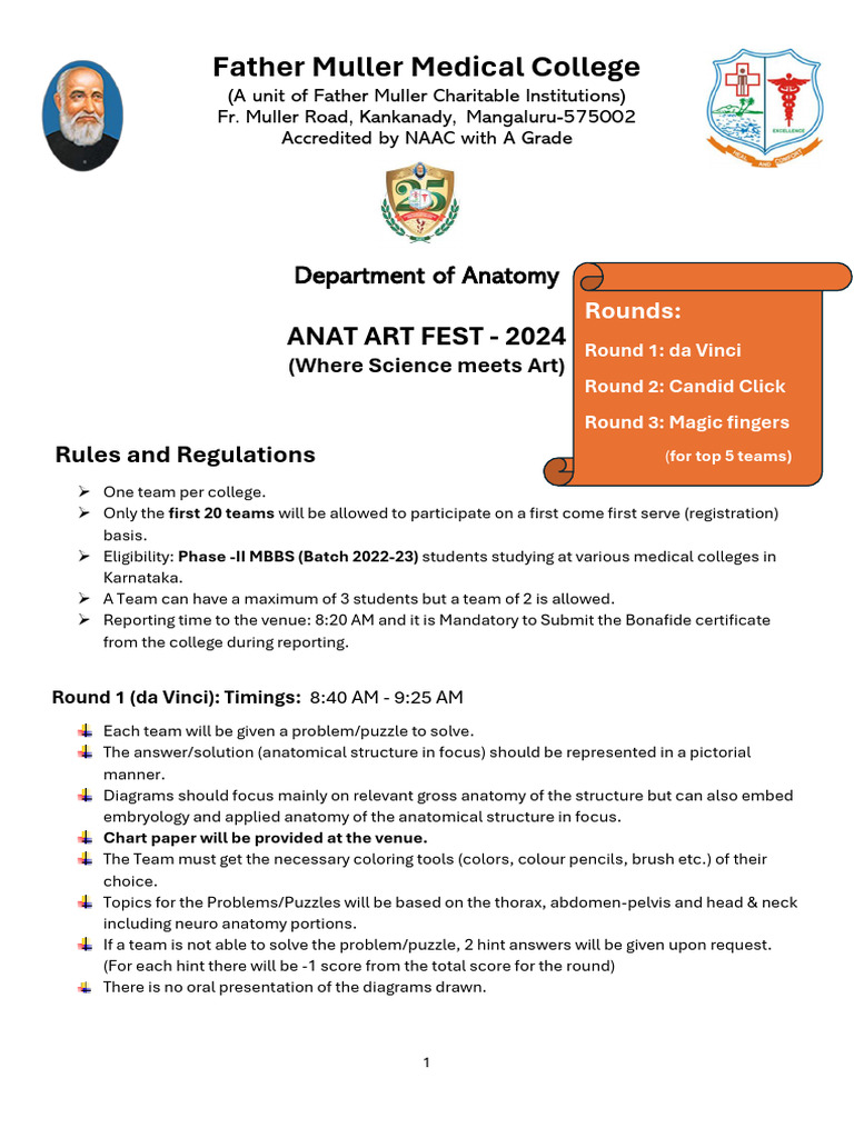 Anat Art Fest 2024 Rules | PDF | Anatomy | Medicine