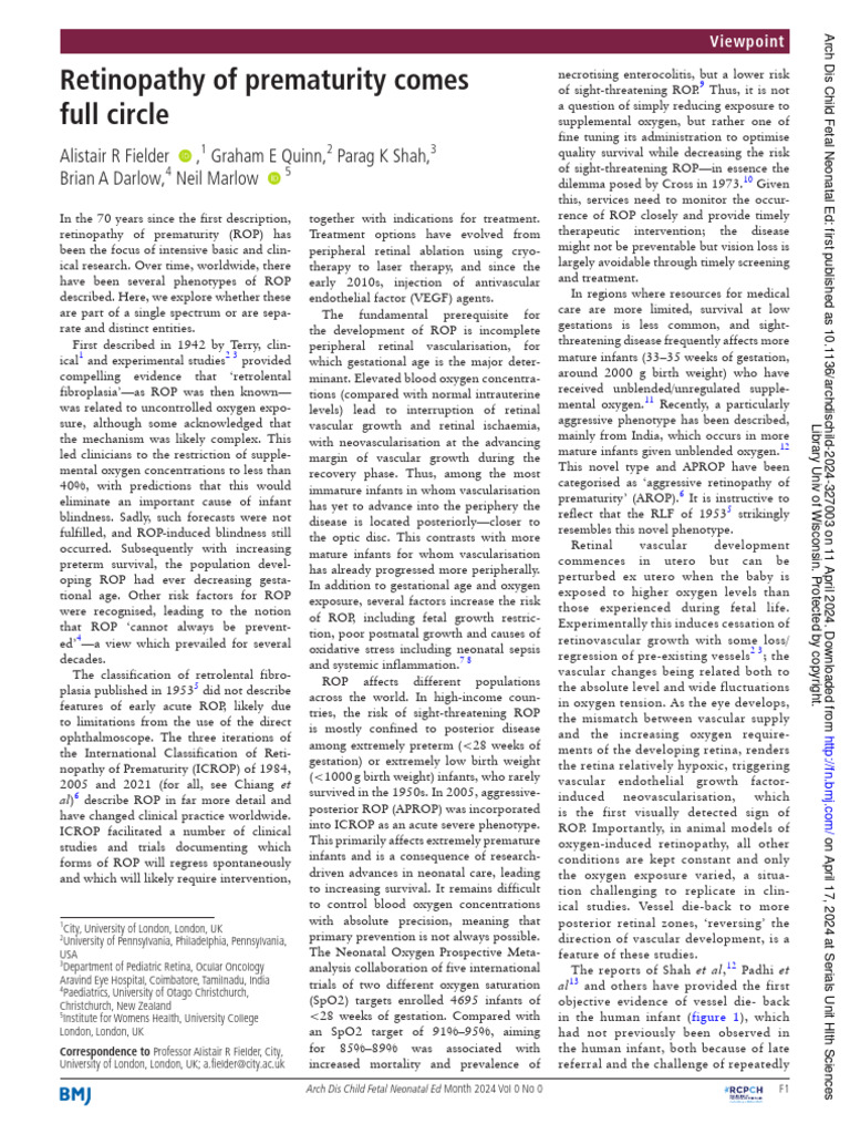 Graham Quinn Et Al. Archdischild-2024-327003.full | PDF | Medical ...