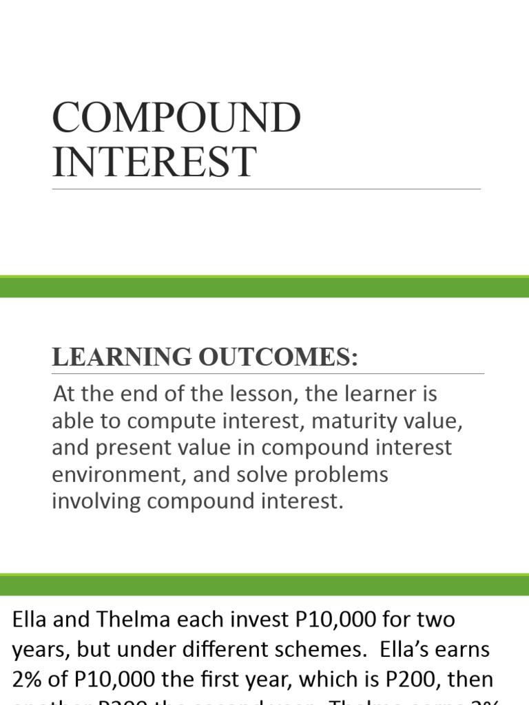 Gen Math Lesson 22 Compound Interest | PDF | Interest | Compound Interest