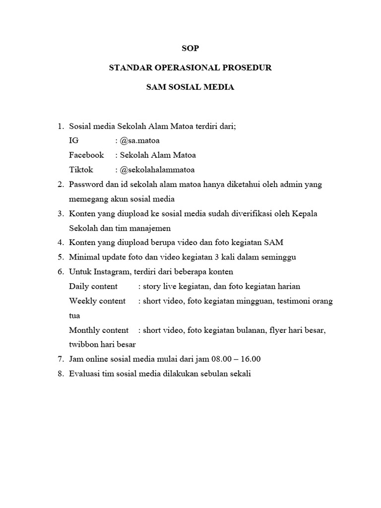 SOP Sosial Media | PDF | Karier & Perkembangan | Ilmu Sosial