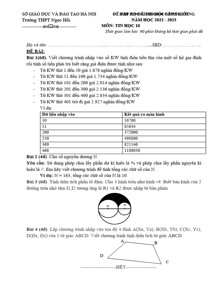 Tailieuxanh de Thi Hoc Sinh Gioi Cap Truong Mon Tin Hoc Lop 10 Nam 2022 2023 Truong THPT Ngoc ...