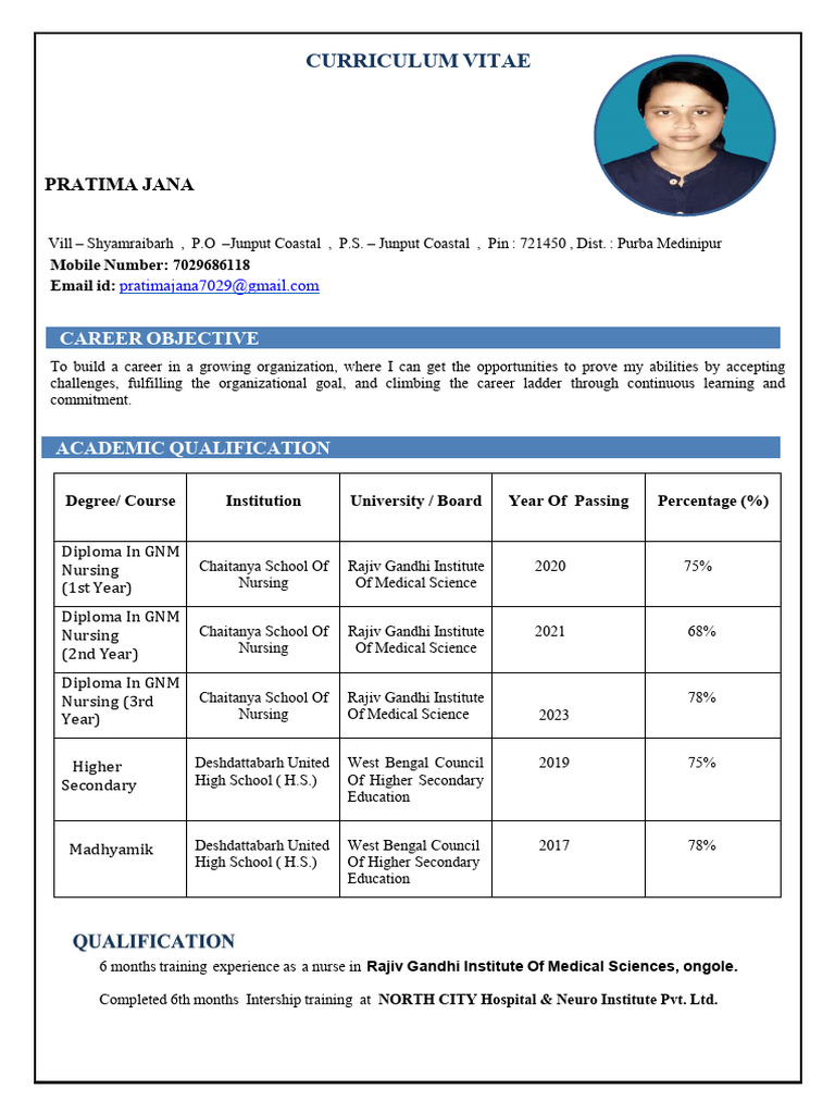 Pratima Jana - Resume - Apna | PDF | Nursing | Cognition
