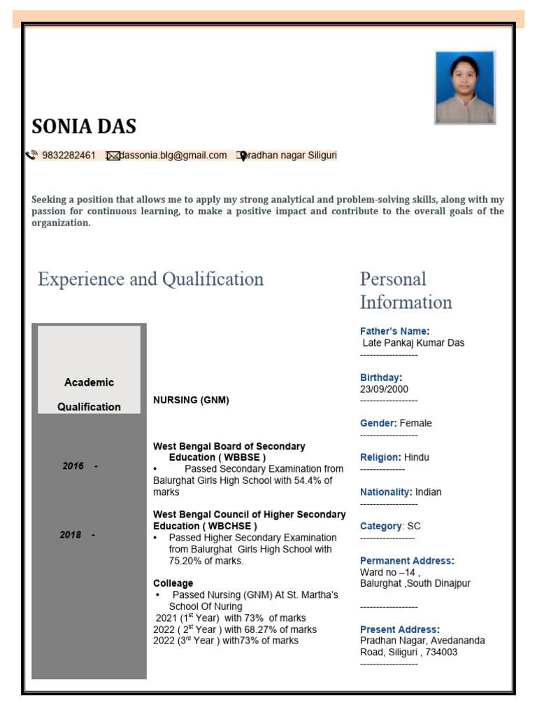 Sonia Das_Resume_Apna | PDF | Cognition