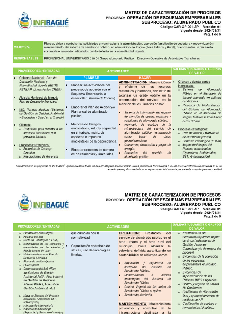 Car GP 001 Ap Operacion Esquemas Empresariales Alumbrado Publico | PDF | Software | Sistema de ...