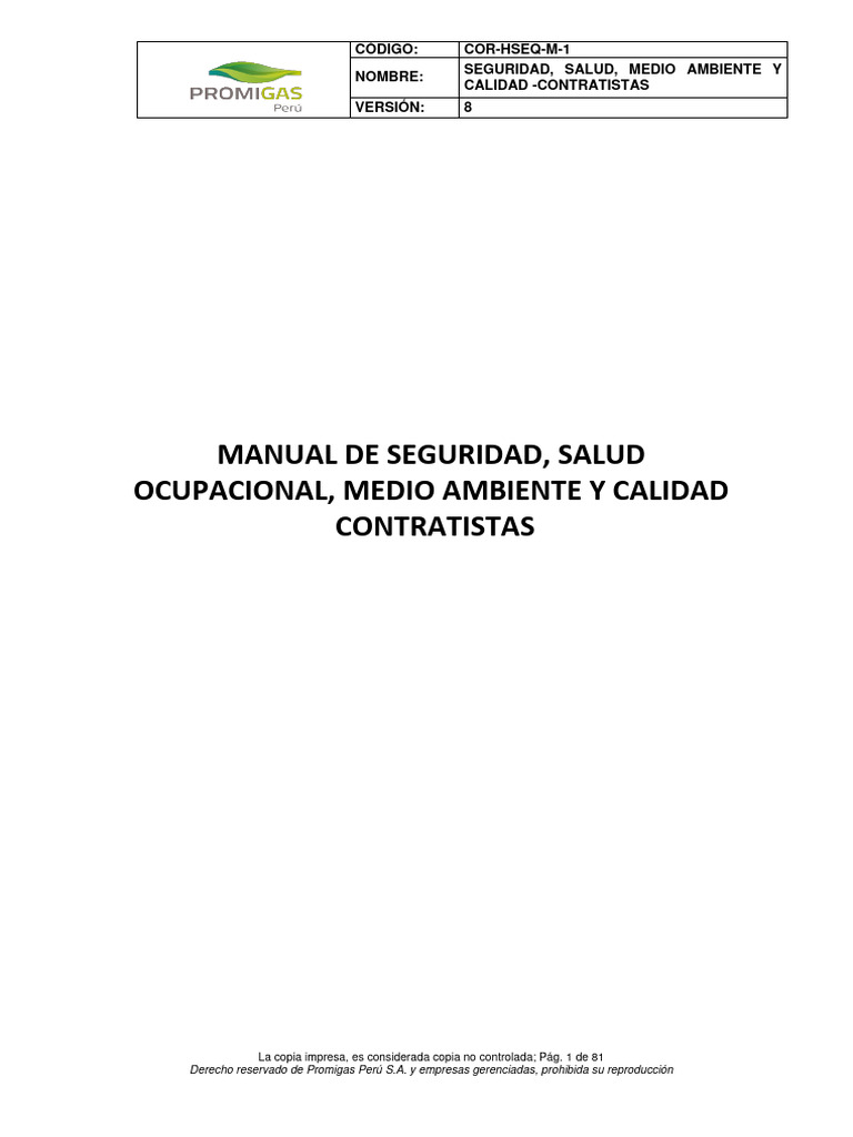 Manual de Seguridad y Salud para Contratistas | PDF | Informática | Tecnología