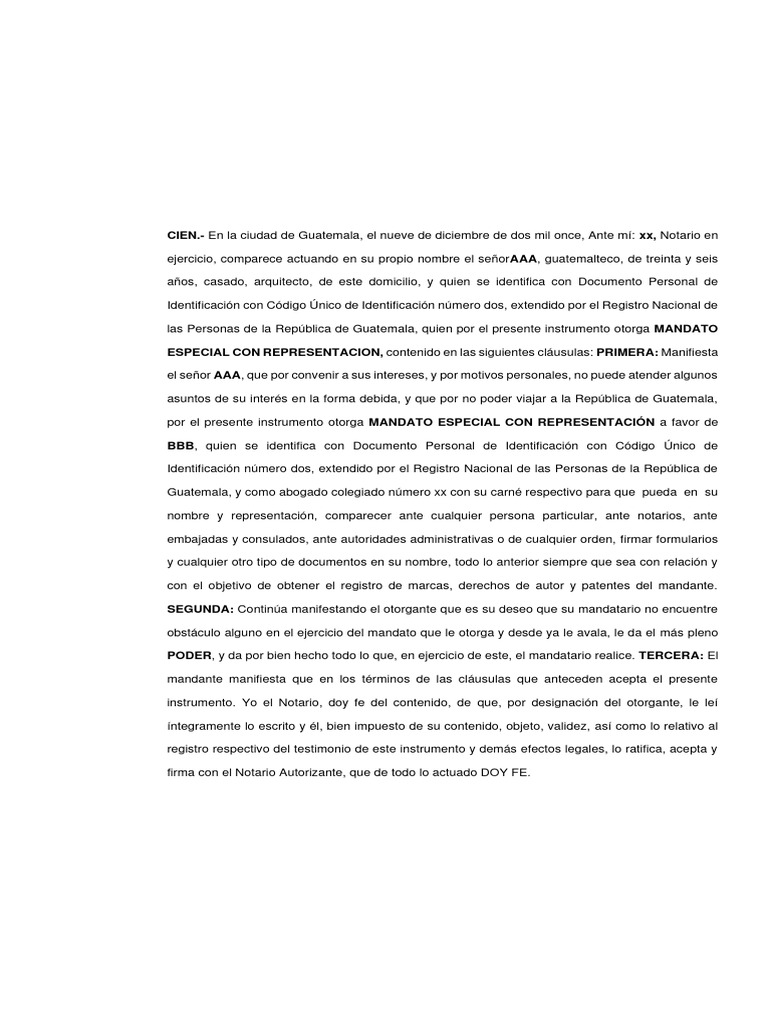 Mandato Especial Con Representación | PDF | Ciencias sociales | Derecho