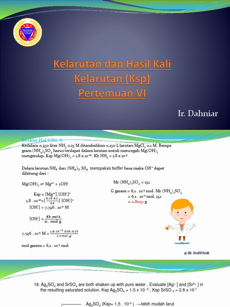Ksp 6 Pdf Solubility Homogeneous Chemical Mixtures