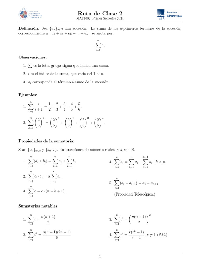 Ruta de Clase 2 MAT 1002 | PDF | Matemáticas | Matemática Elemental