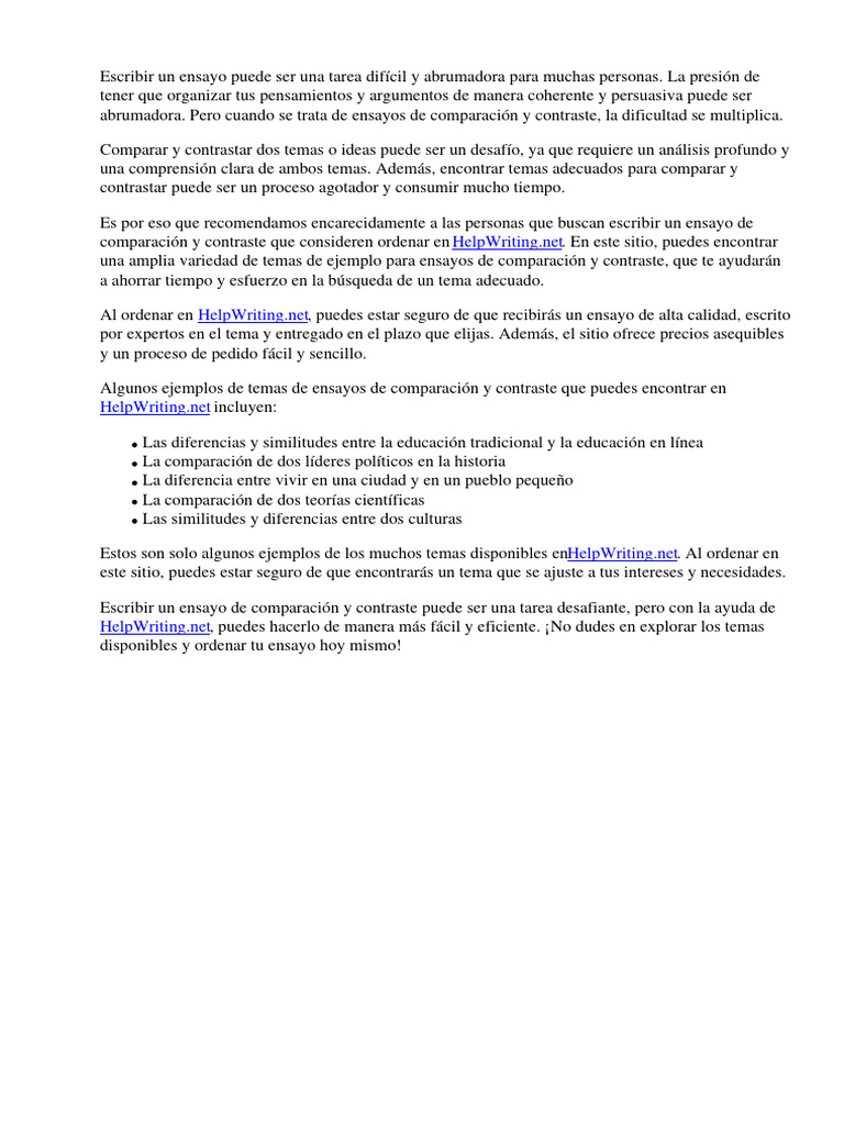 Temas de Ejemplo para Ensayos de Comparación y Contraste | PDF | No ...