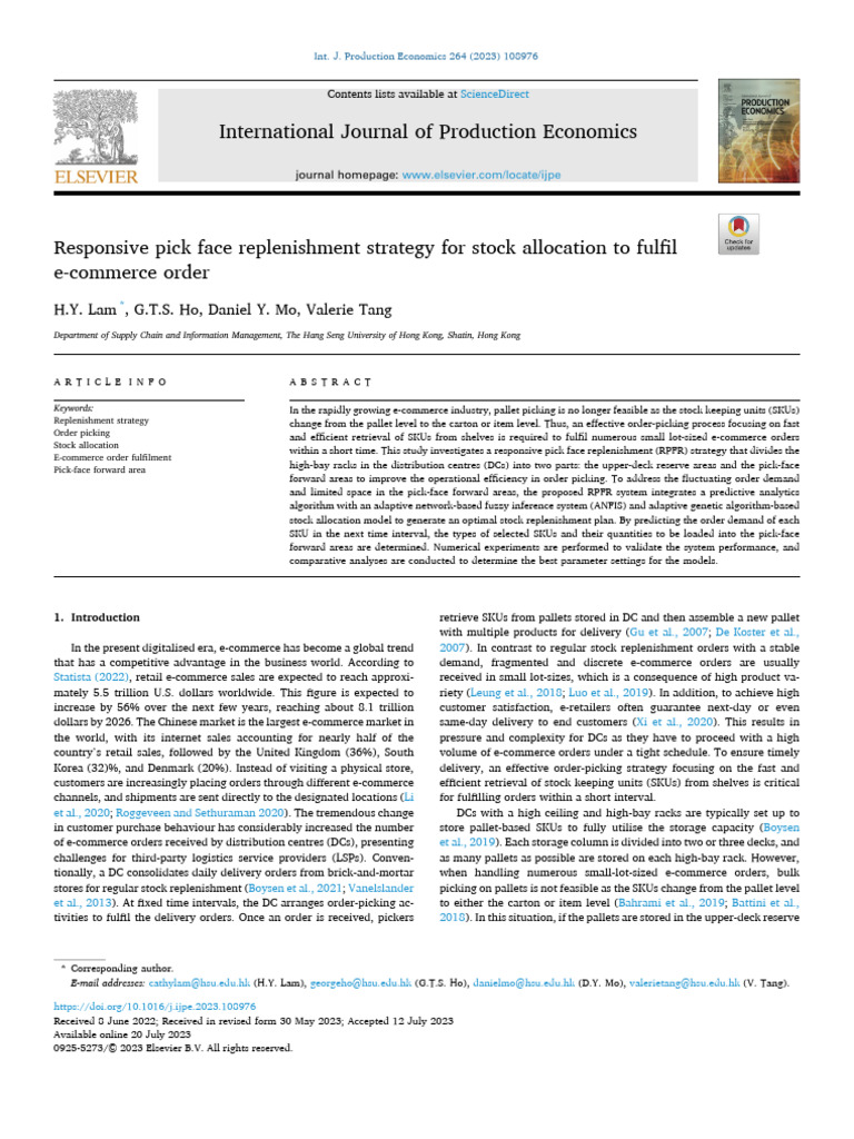 Responsive Pick Face Replenishment Strategy For Stock Allocation To Fulfil | PDF | Warehouse | E ...