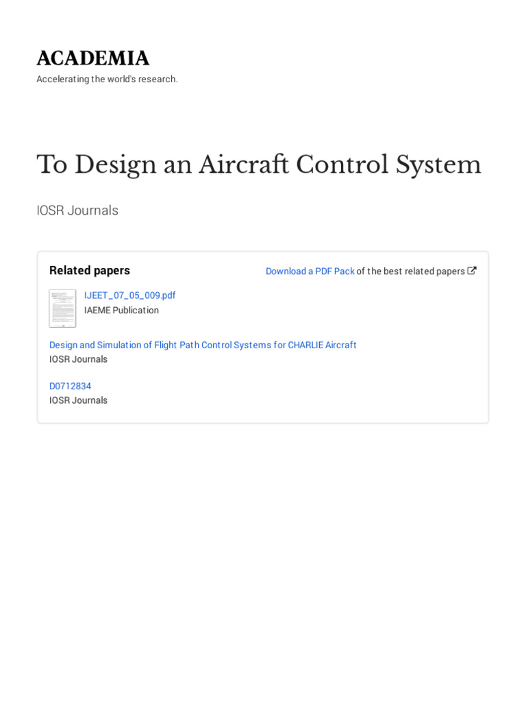 To Design An Aircraft Control System | PDF | Flight Control Surfaces ...