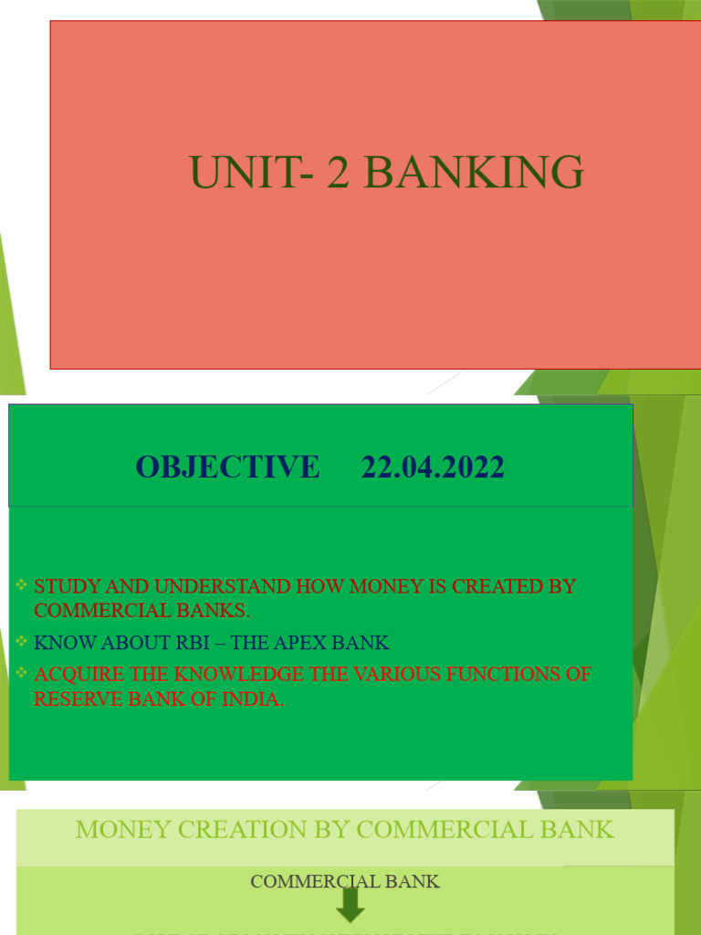 Unit 2 Banking 12th | PDF | Reserve Bank Of India | Banks