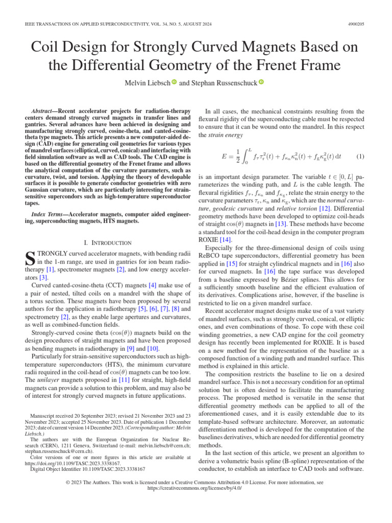 Coil Design For Strongly Curved Magnets Based On The Differential Geometry of The Frenet Frame ...