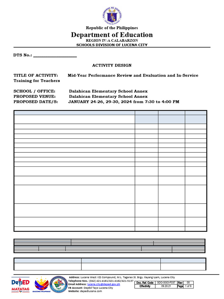 Activity Design INSET | PDF | Learning | Behavior Modification