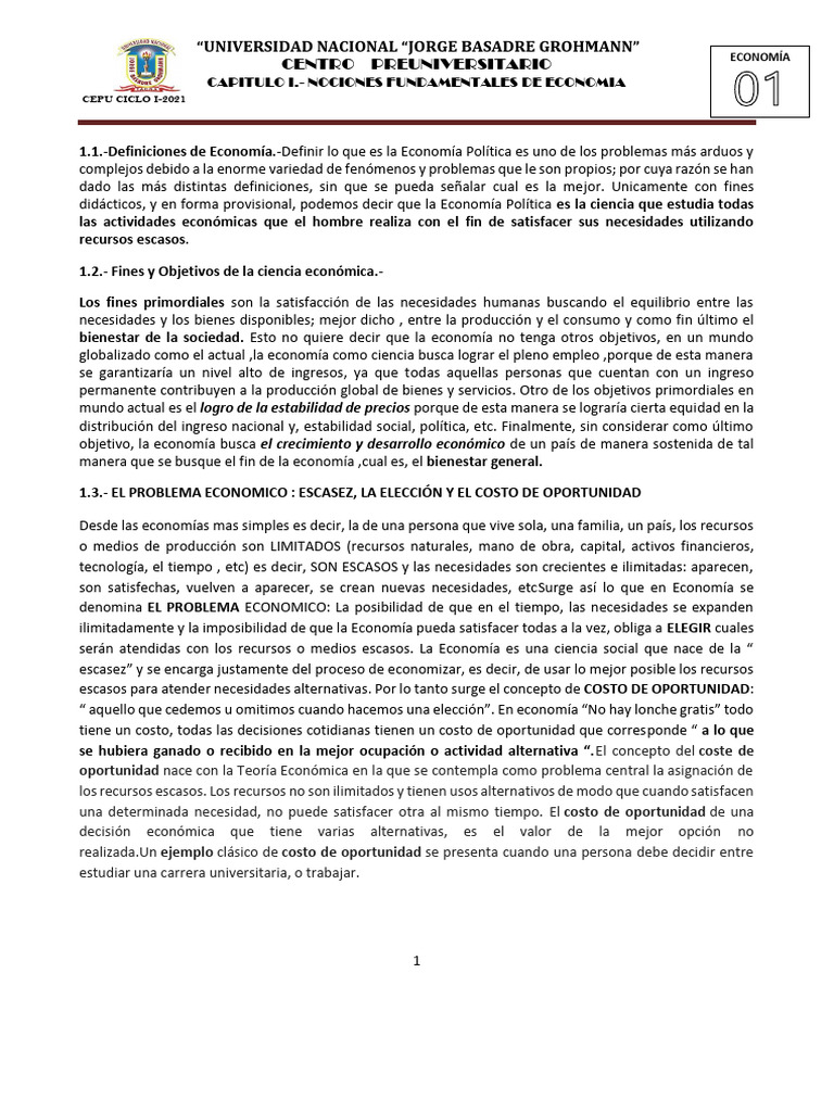 Pract. 01 - Economia | PDF | Ciencias económicas | Microeconomía