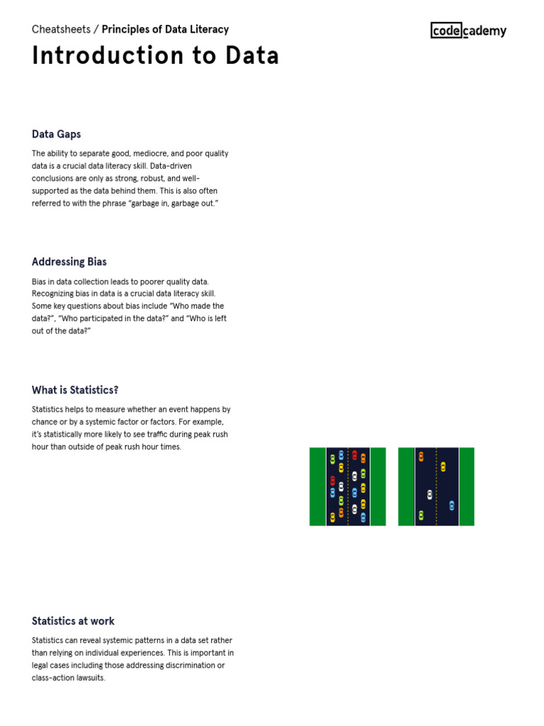 Principles of Data Literacy - Introduction To Data Cheatsheet ...