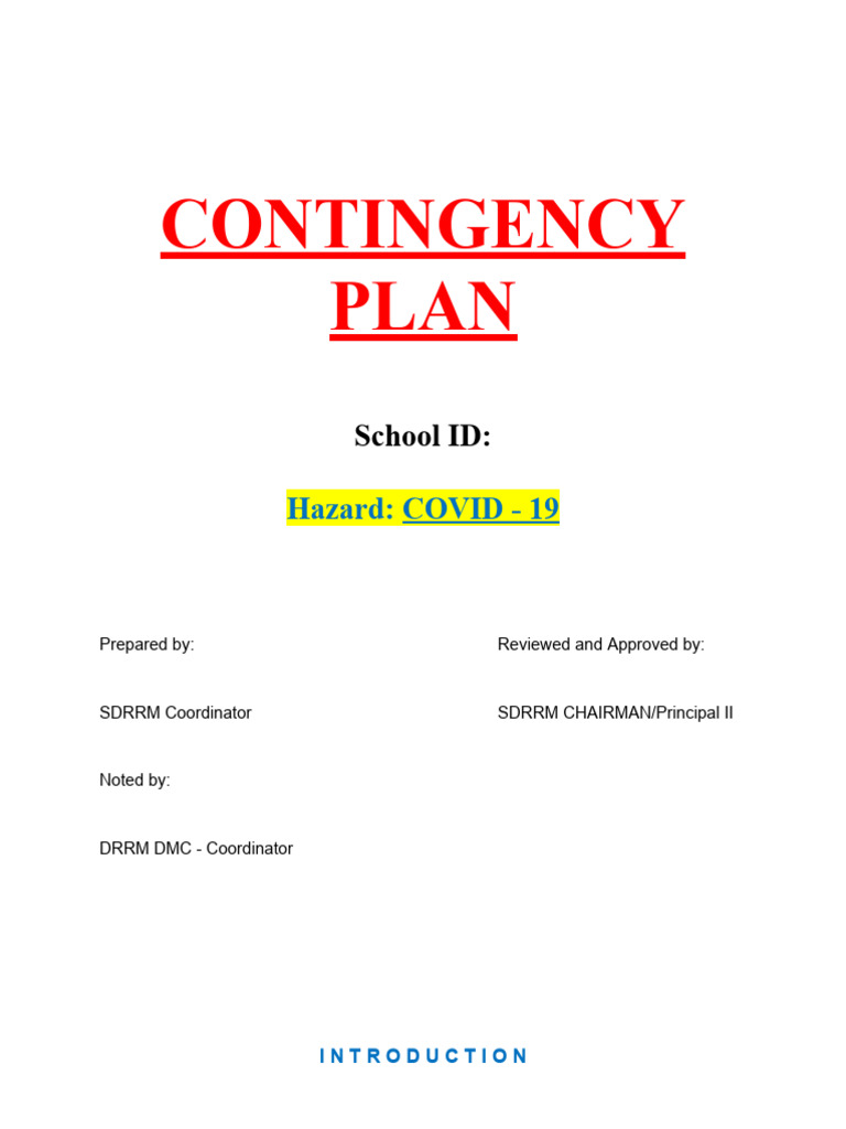 Contingency Plan | PDF | Emergency Management | Medical Specialties