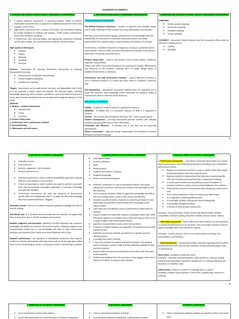 Assessment in Learning 2 Reviewer 1 | PDF | Educational Assessment ...