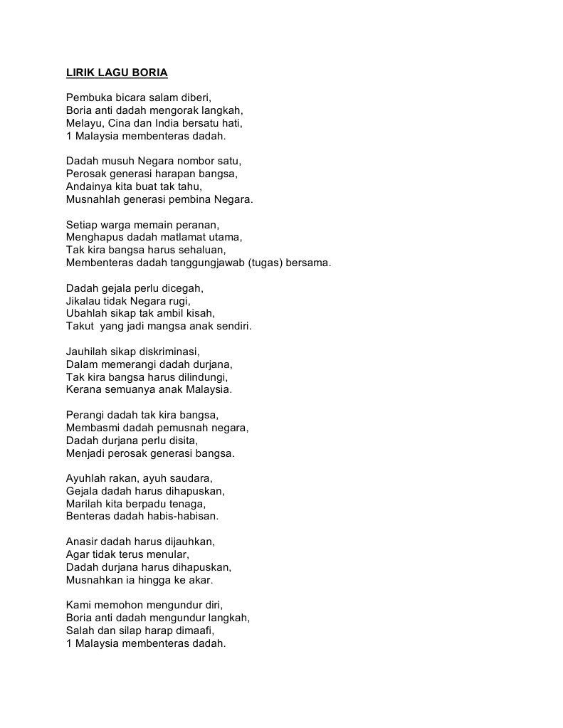 Lirik Lagu Boria | PDF
