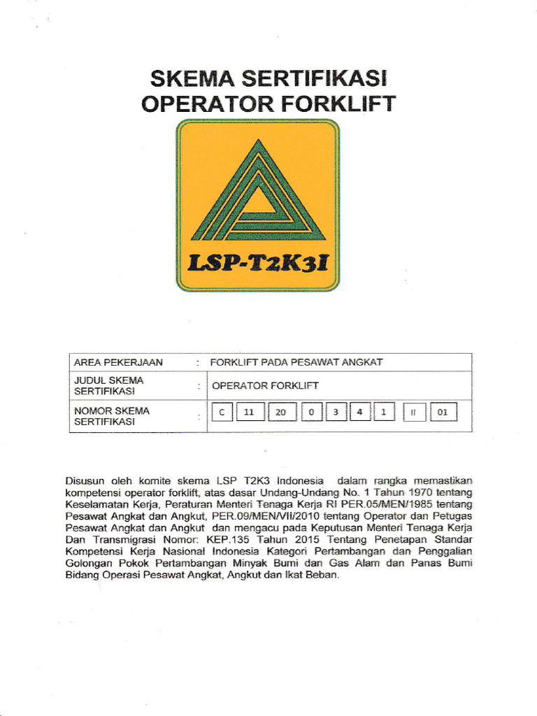 Skema Operator Forklift1706594882 | PDF