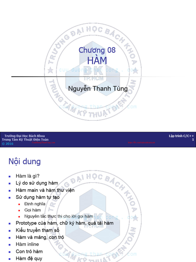 Lap-Trinh-C++ - Nguyen-Thanh-Tung - Chapter08 - Ham - (Cuuduongthancong - Com) | PDF
