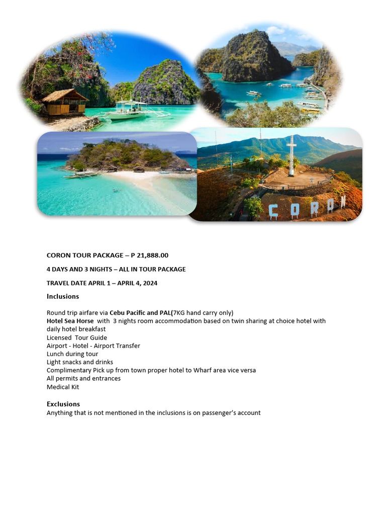 Coron Tour Package | PDF | Hotel