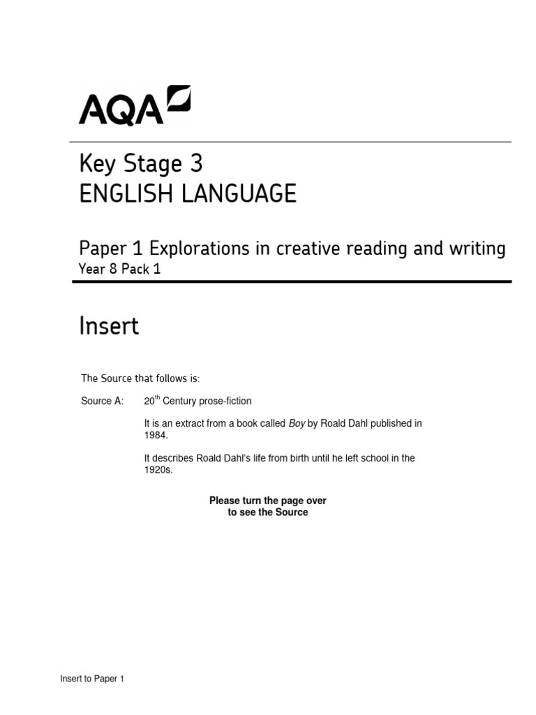 Y8 KS3 Paper 1 Source Boy V13 - 4 | PDF