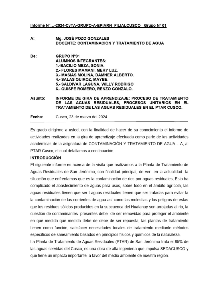 Tratamiento de Aguas Residuales en Cusco | PDF | Tratamiento de aguas ...