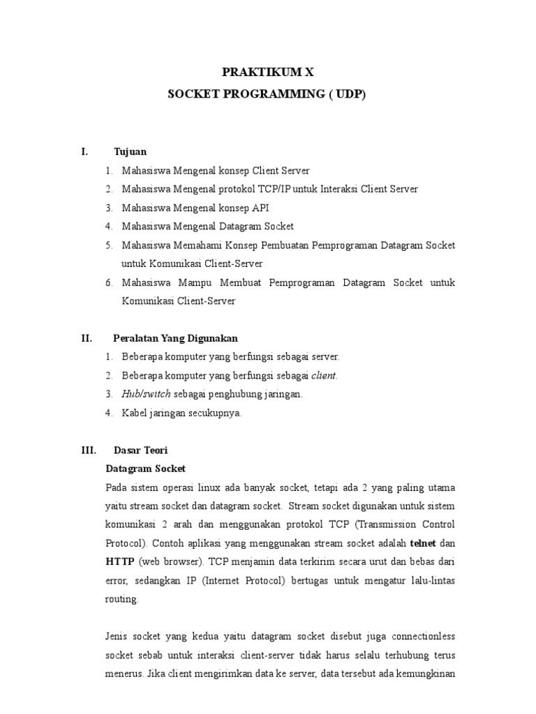 Bab 10 Dasar Socket Programming - Udp | PDF