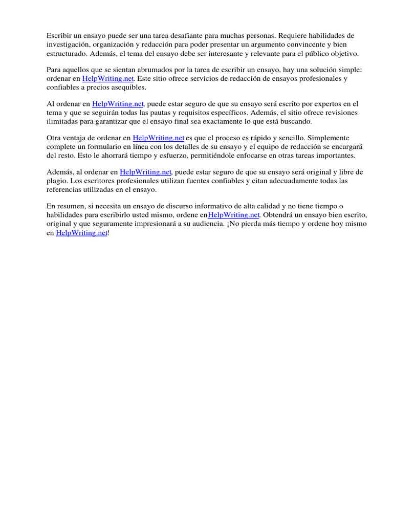 Ejemplo de Ensayo de Discurso Informativo | PDF | Ensayos | Las artes