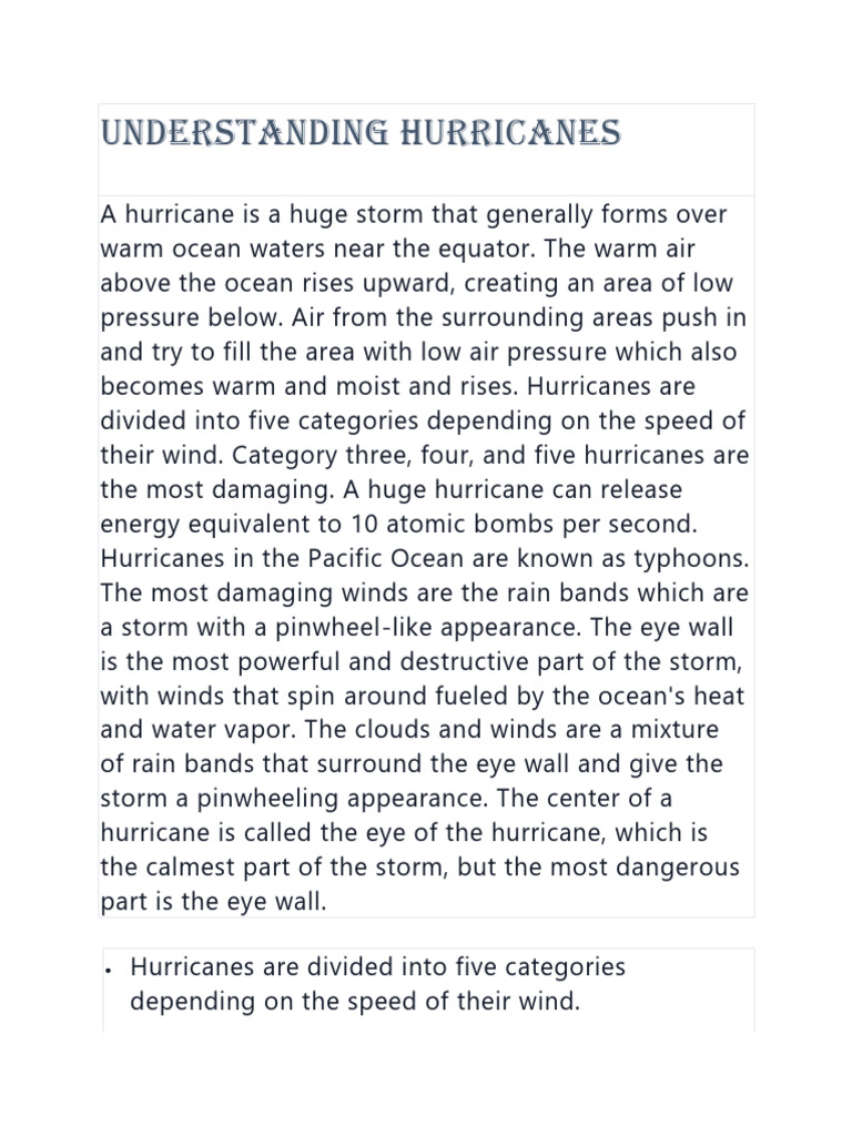 Understanding Hurricanes | PDF