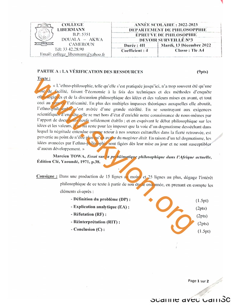 Libermann Philo Seq3 Tlea 2022 2023 | PDF