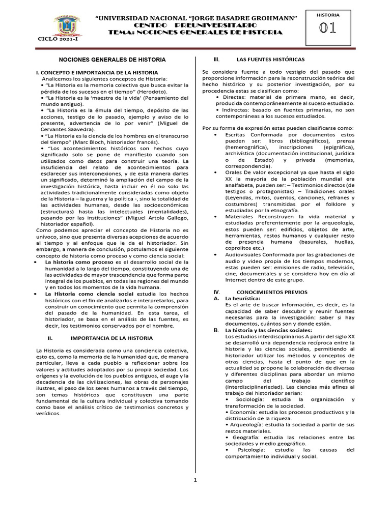 Pract. 01 - Historia | PDF | Historiografía | Conocimiento