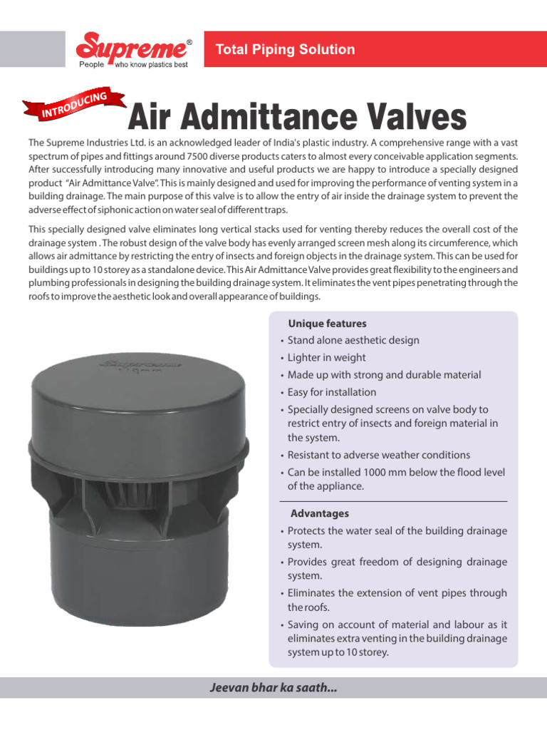 Air Admittance Valve 06 2017 | PDF | Plumbing | Hydraulic Engineering