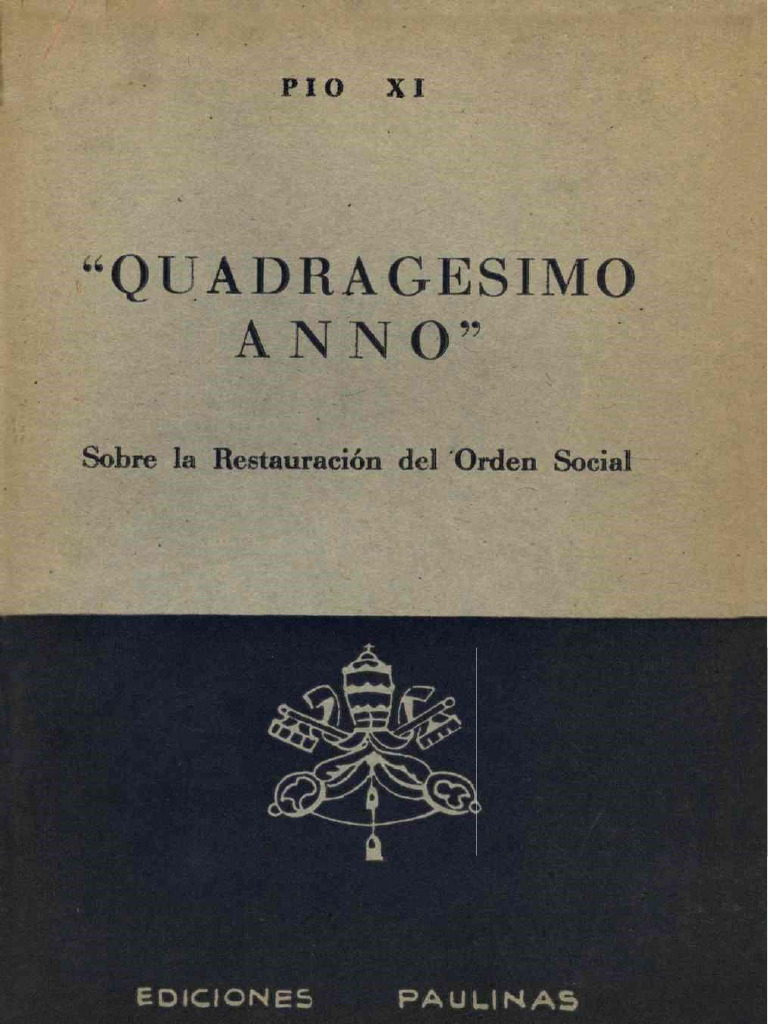 Encíclica "Quadragesimo Anno": Orden Social | PDF | Propiedad | Iglesia ...