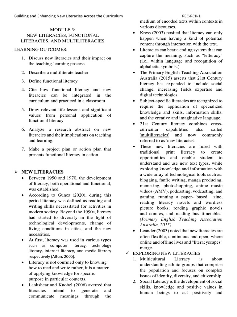 Module 3 and 4 Notes (Building and Enhancing) | PDF | Literacy ...