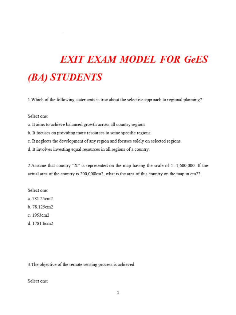 Exit Exam Model For Hu Student | PDF | Map | Geographic Information System