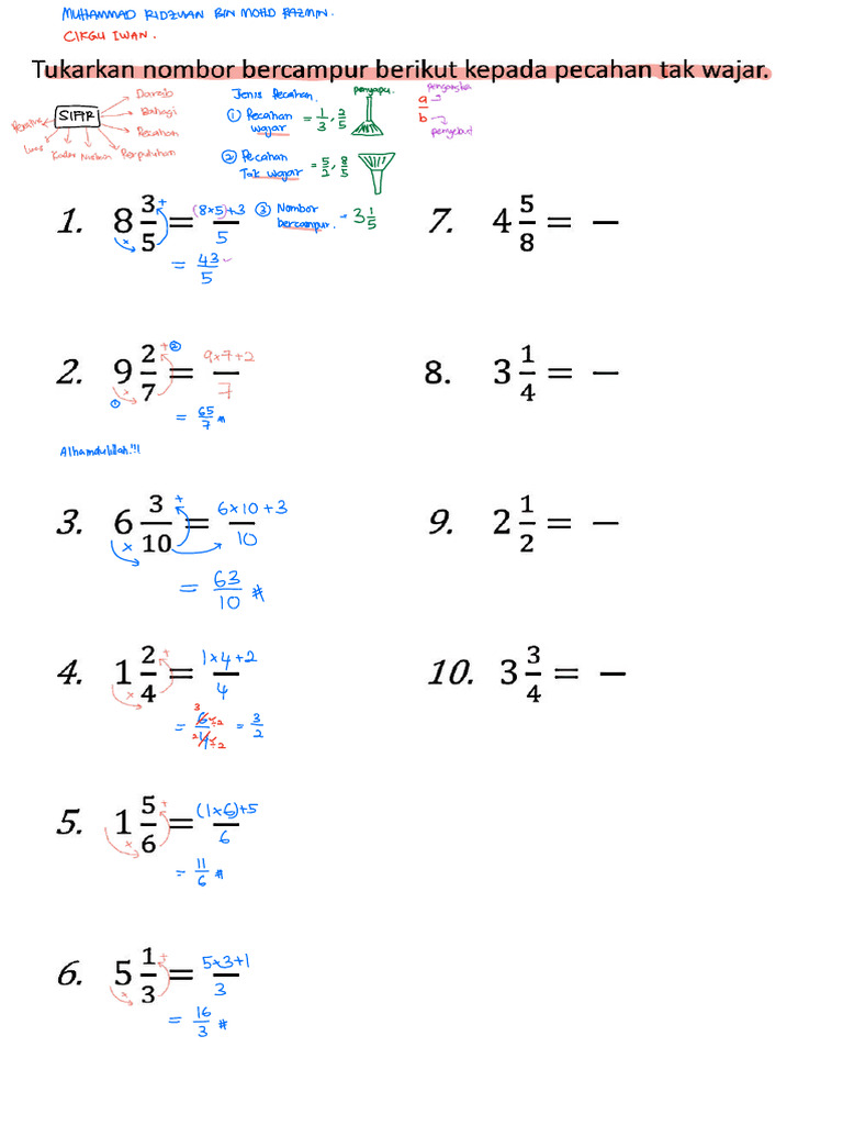 Nota & Latihan Pecahan | PDF