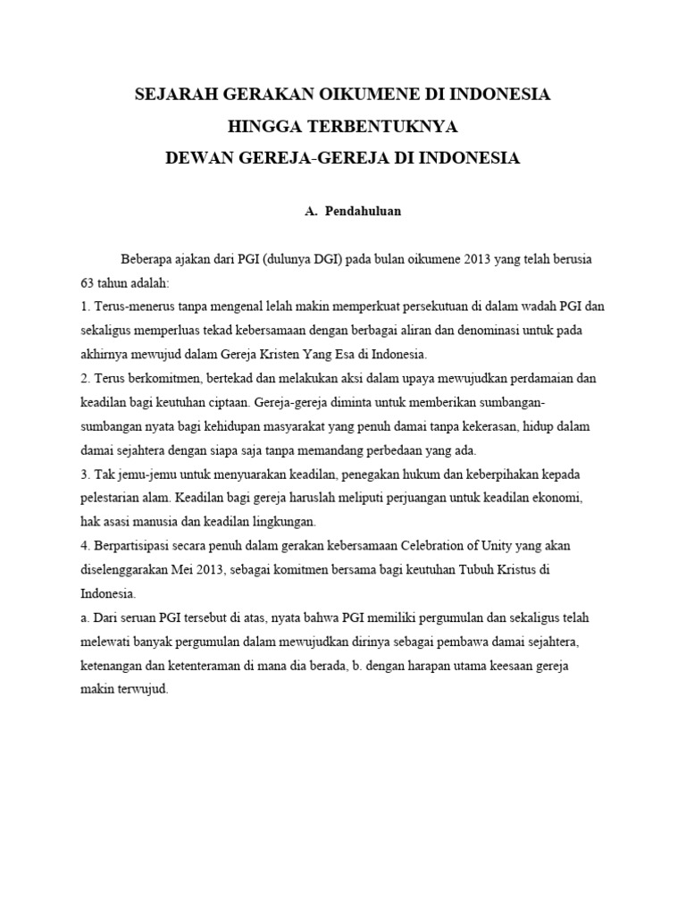 Sejarah Gerakan Oikumene di Indonesia | PDF