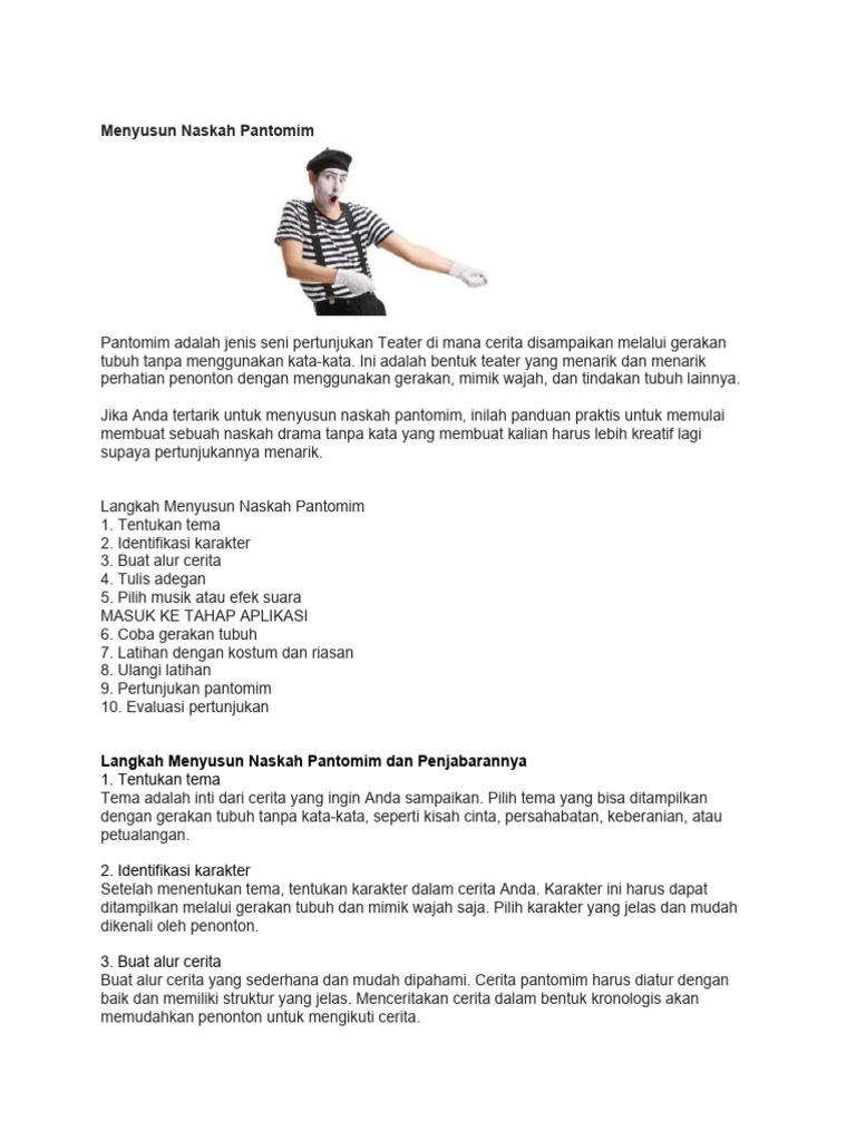 Menyusun Naskah Pantomim | PDF | Seni
