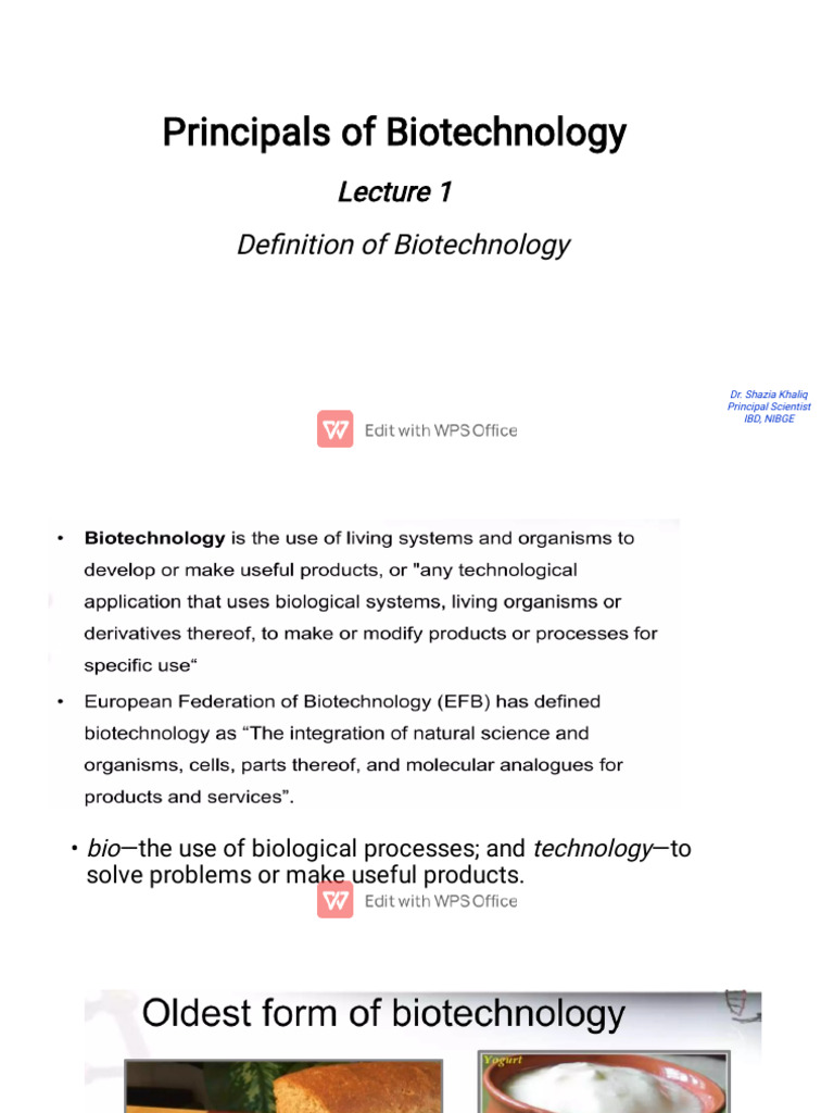 Introduction to Biotechnology Principles | PDF | Wellness