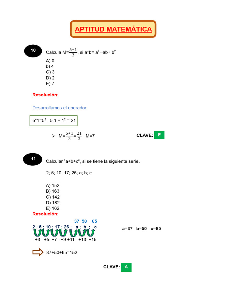 Ejercicios de Aptitud Matemática Resueltos | PDF