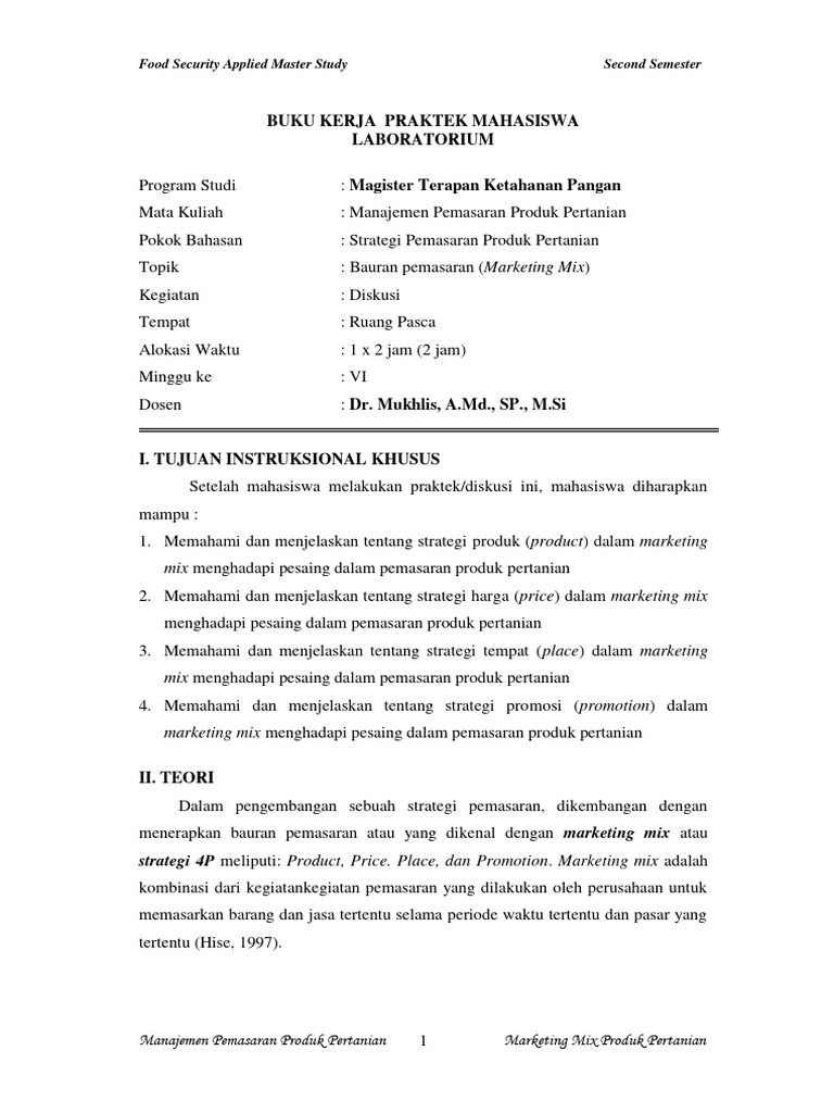 BKPM-MPPP Marketing Mix Produk Pertanian 2023-2024 | PDF