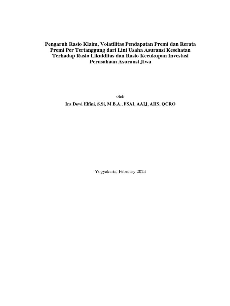 Analisis Rasio Kecukupan Investasi Asuransi | PDF