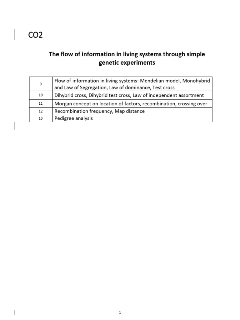 Flow of Information in Living System-1 (Medelian Concept) | PDF ...