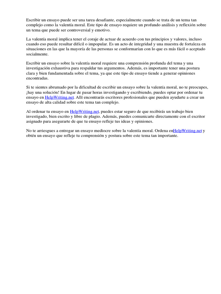 Ensayo Sobre La Valentía Moral | PDF | Valor | Ensayos