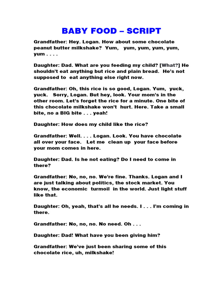 BABY FOOD – SCRIPT | PDF