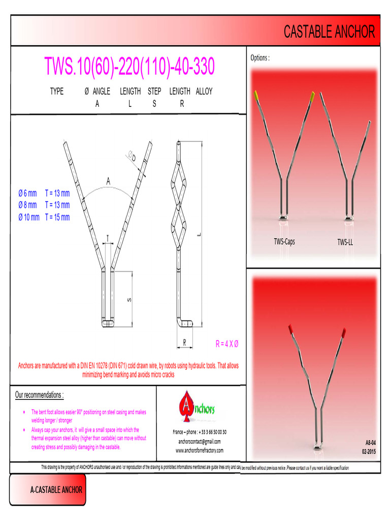 Castable Anchor Specifications Guide | PDF | Applied And ...