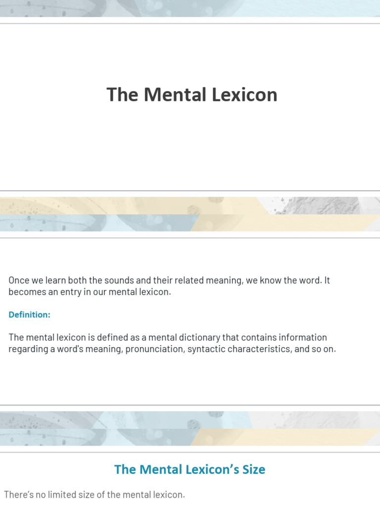 The Mental Lexicon | PDF